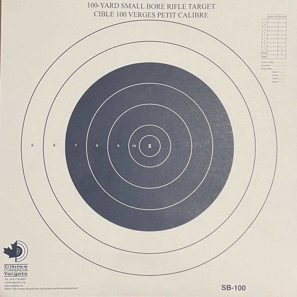 CCT #SB-100 100 Yard Smallbore Rifle target – Cibles Canada Targets
