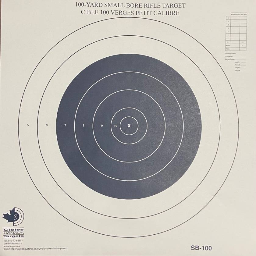 CCT #SB-100 100 Yard Smallbore Rifle target – Cibles Canada Targets