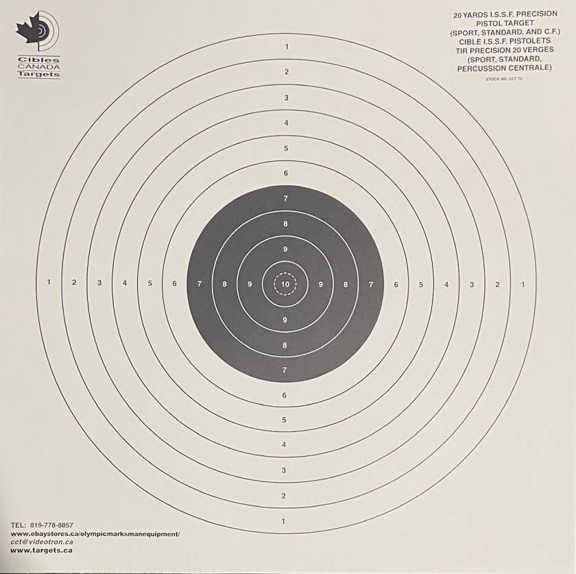 CCT #72 20 Yards ISSF Precision Full size – Cibles Canada Targets