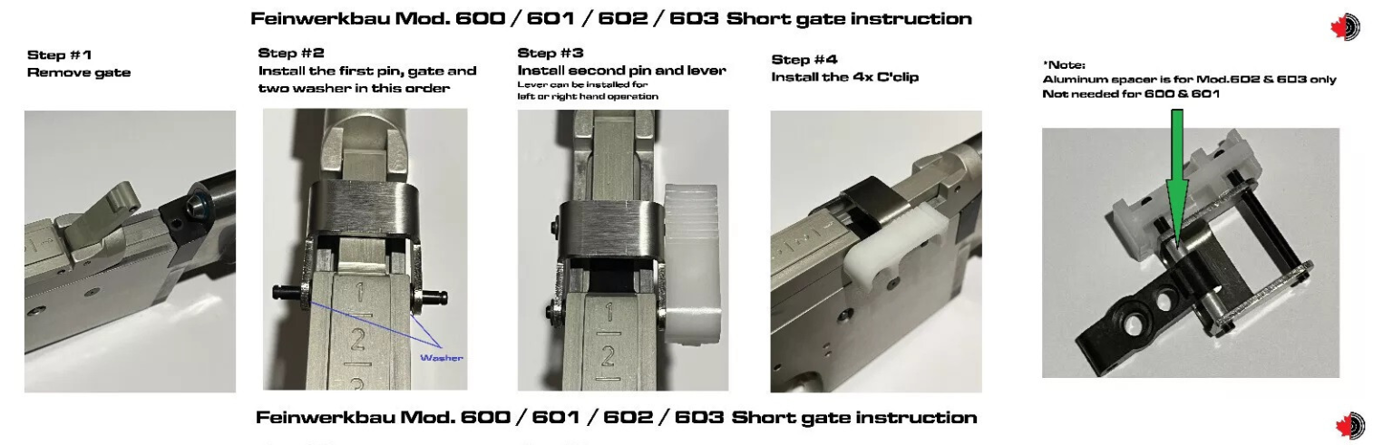 Feinwerkbau 600-601-602-603-P70 Short Gate kit – Cibles Canada Targets