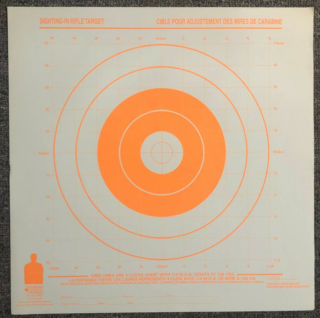 CCT Sighting-in Rifle Targets Orange on White paper – Cibles Canada Targets