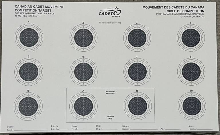 Cadet Canada Competition Target for use w/ Daisy 853C 10 metres (32 ...