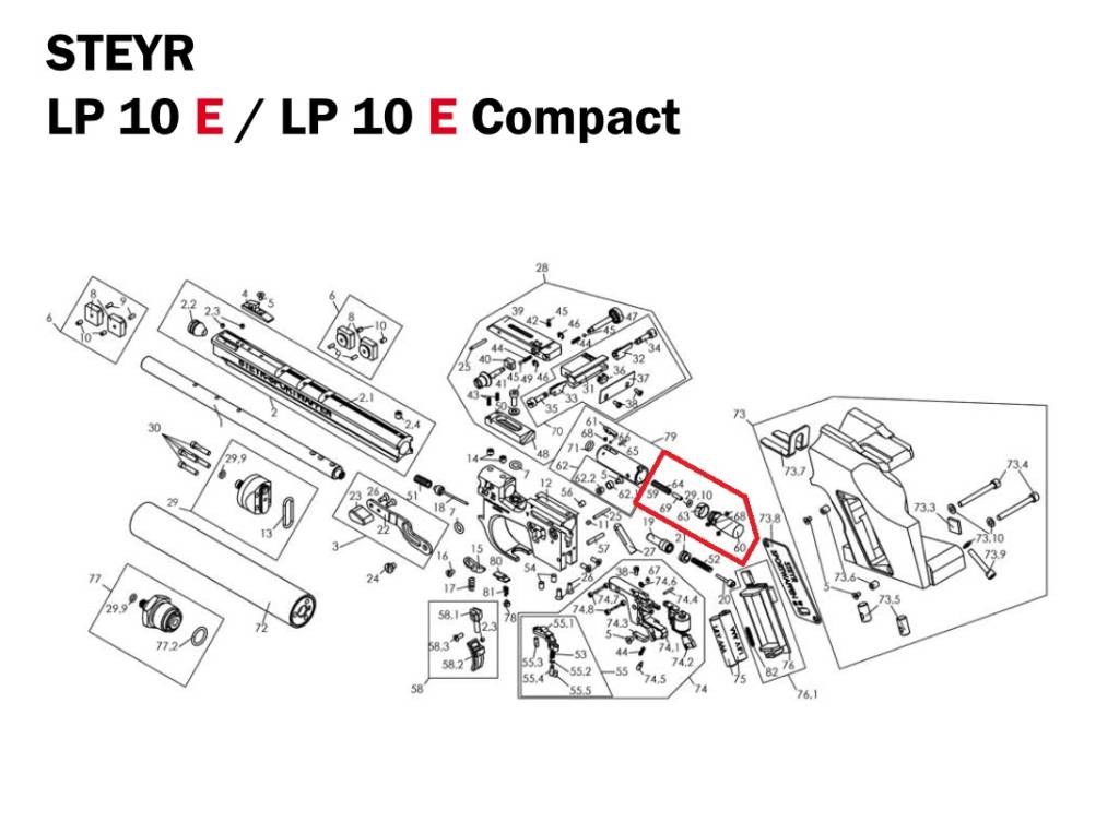 Steyr New Revised Stabilizer assembly for LP10 & EVO10 #4005040506 ...