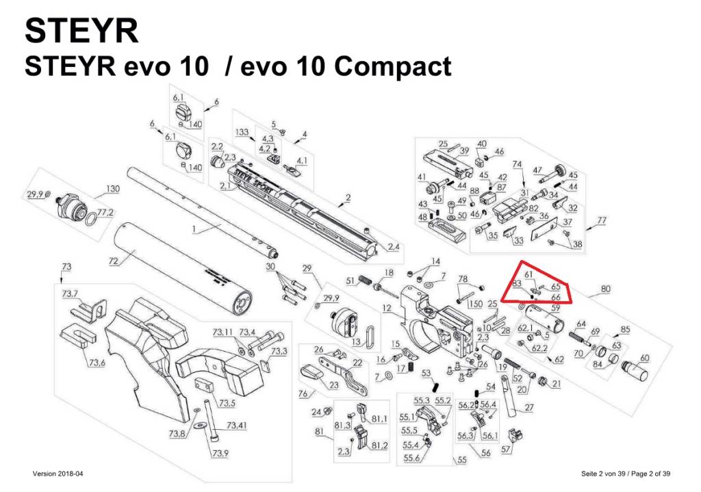 Steyr Catch lever assembly kit for LP10 (E), EVO10 (E) include Compact ...