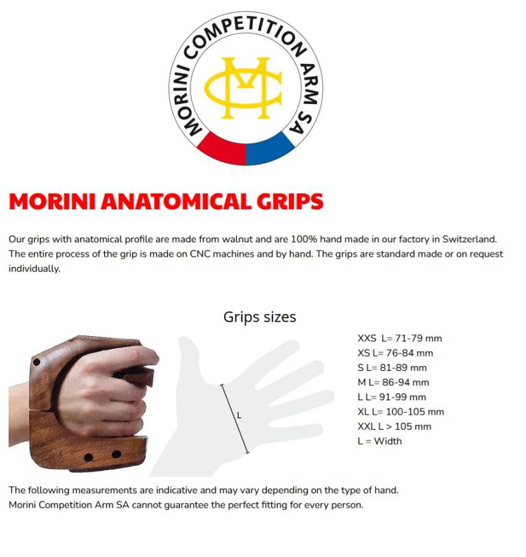 Morini grip sizing chart – Cibles Canada Targets
